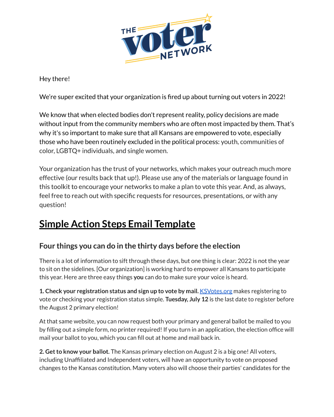 Toolkit - The Voter Network